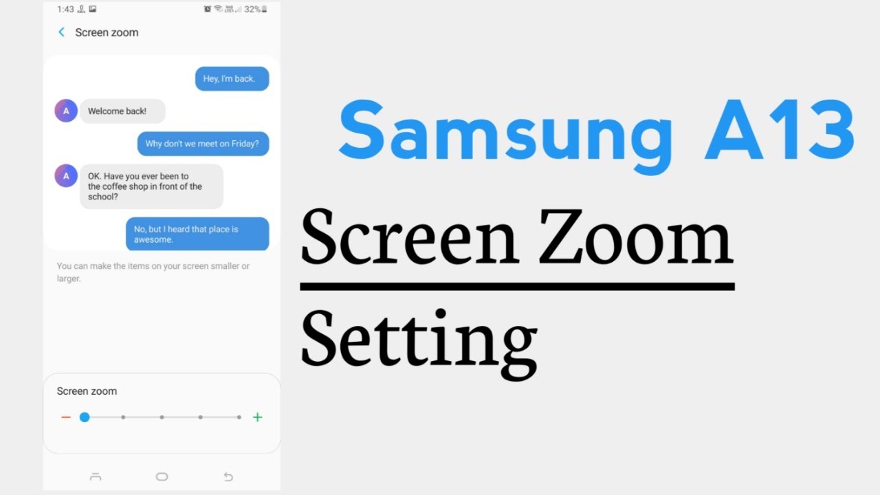 Samsung A13 Screen Zoom Setting - YouTube
