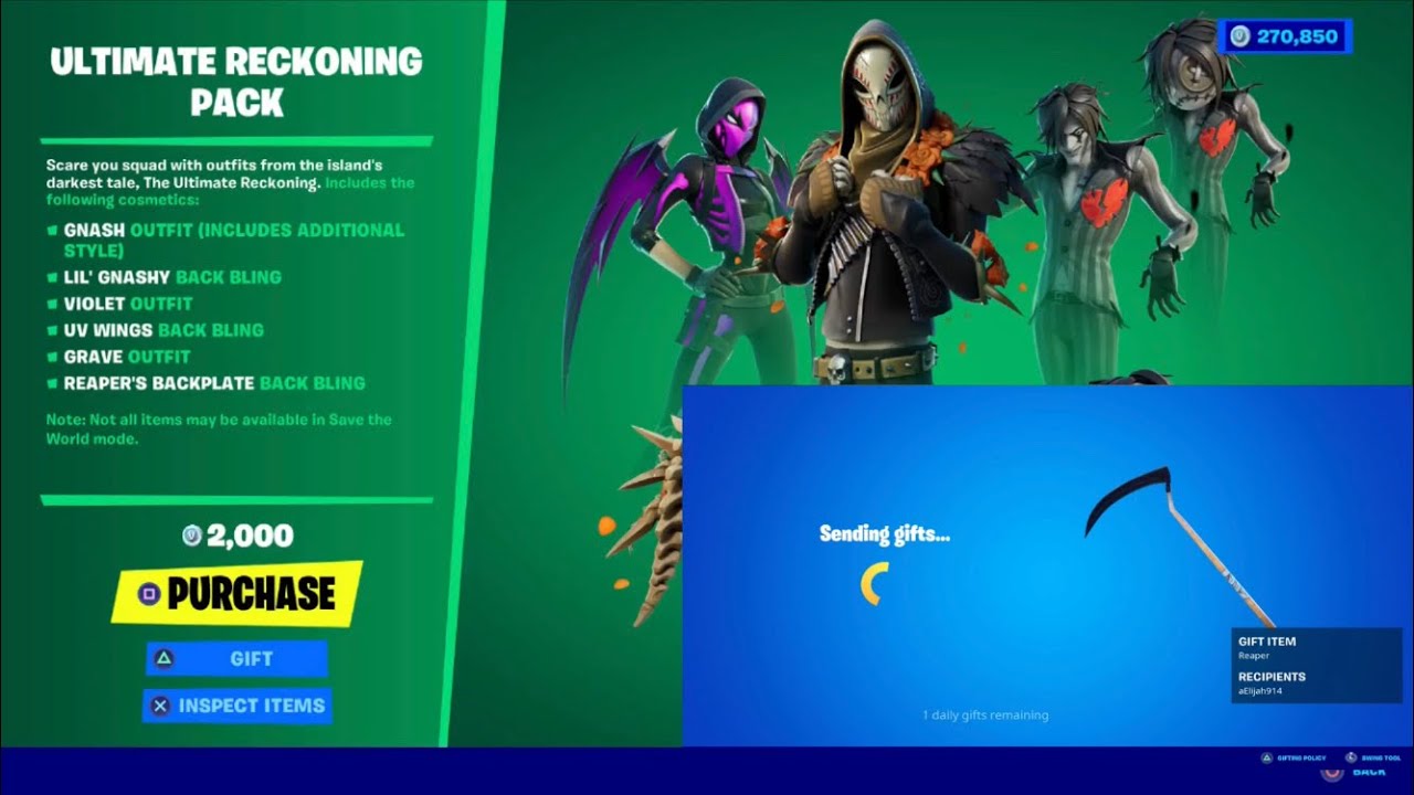 Fortnite Item Shop *NEW* ULTIMATE RECKONING PACK & *RARE* REAPER ...