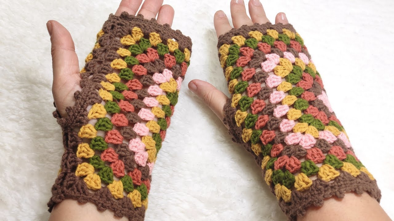 CROCHET FINGERLESS GLOVES FROM ONE GRANNY SQUARE! SUPER EASY CROCHET ...