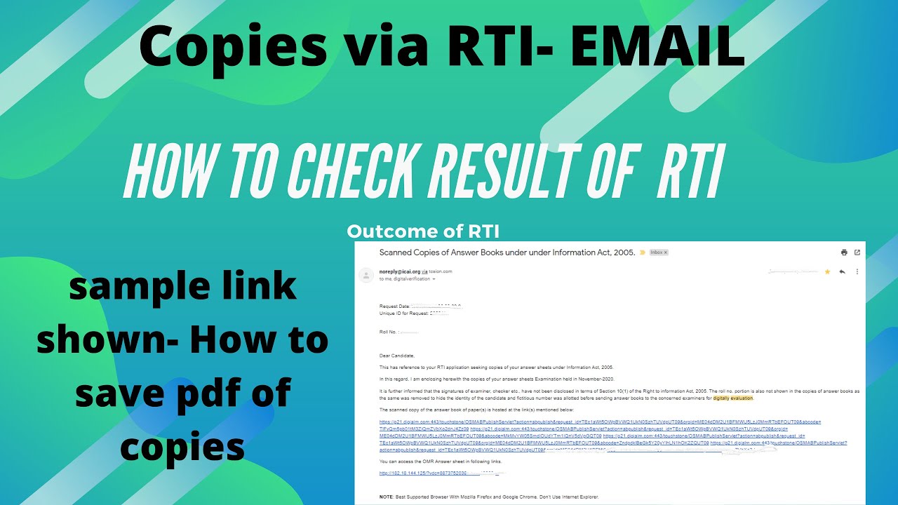 How to check Result of RTI Copies | Save pdf of copies | RTI Copies sample link - YouTube