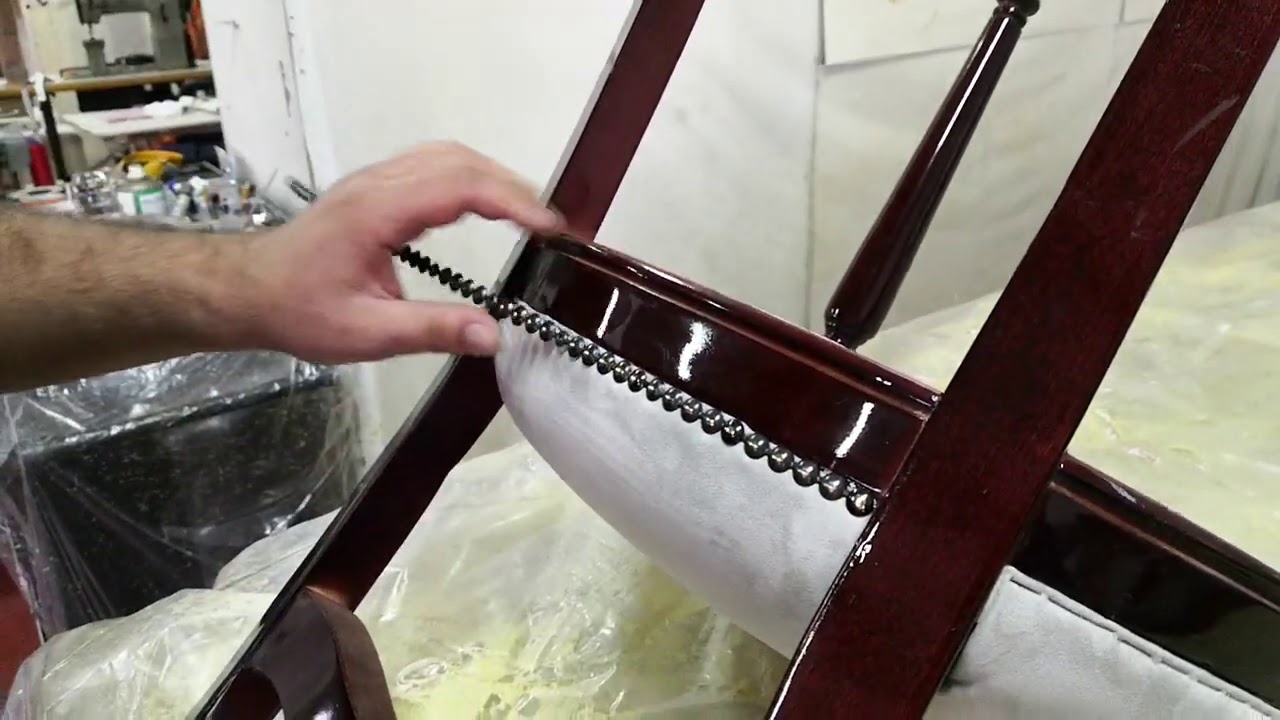 Applicazione liste bullette sedia tappezzeria - YouTube
