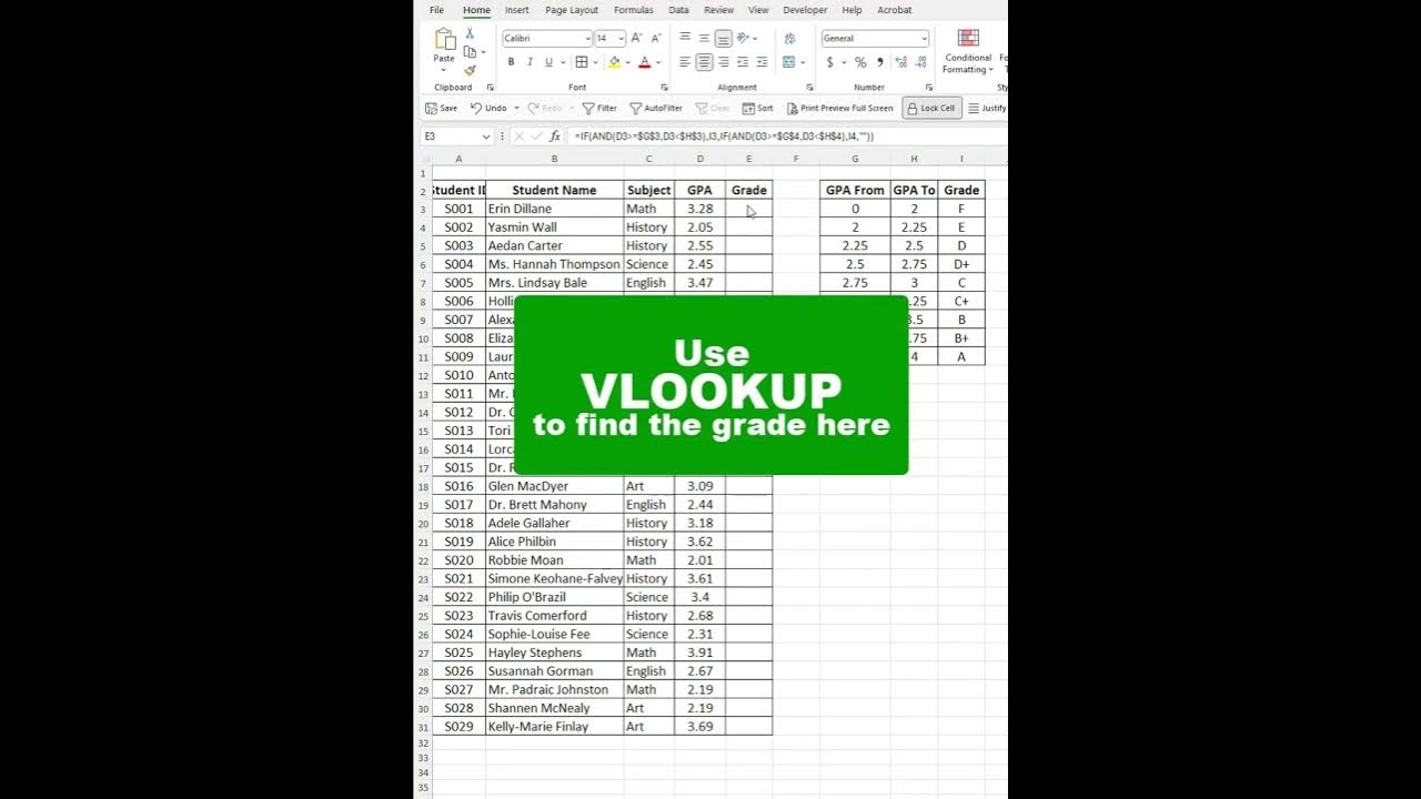 📊 VLOOKUP Approximate Match to Assign Grades in Excel! 🔥 #ExcelTips #Shorts - YouTube