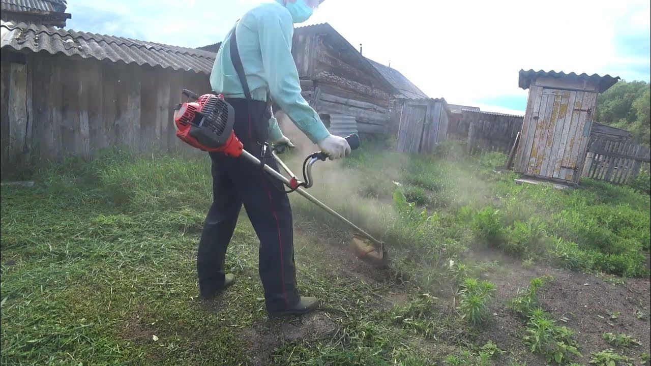 Триммер husqvarna 128 r в работе. Отдых в деревне - YouTube