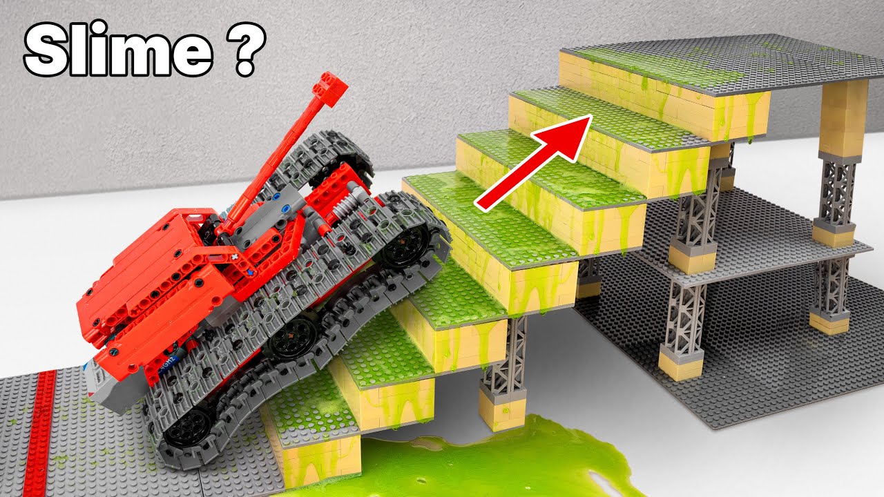 Making LEGO Car Move Up Stairs: Slime, Foam, Waste Vehicle Oil | FM ...
