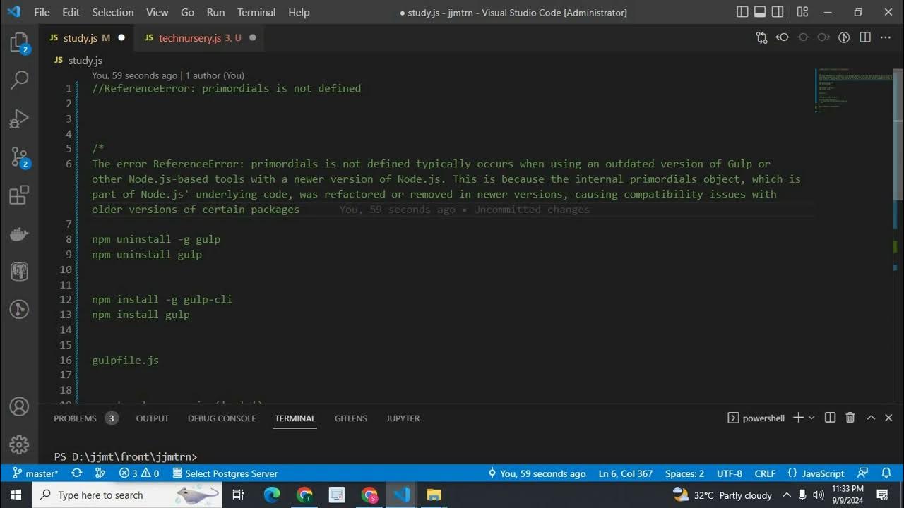 Referenceerror Primordials Is Not Defined Node Js Gulp Solved Youtube