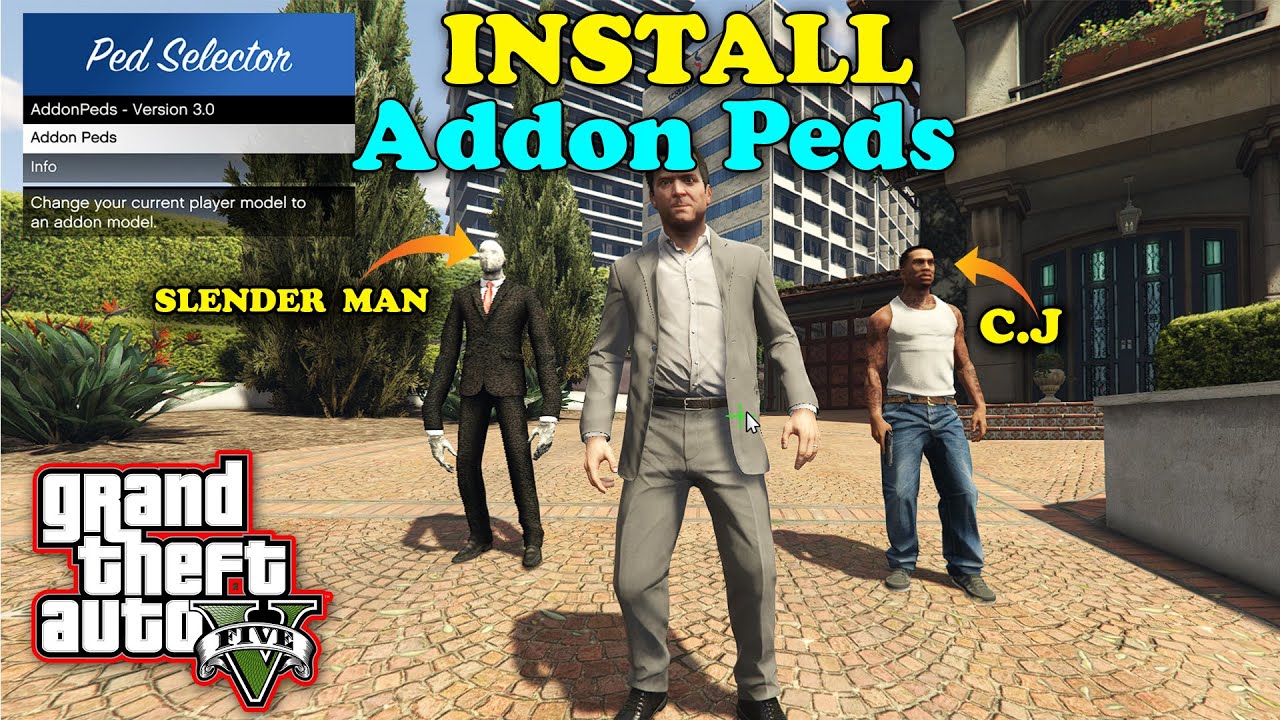 How To Install Addon Peds In GTA 5 | Install Slender Man In GTA 5 ...