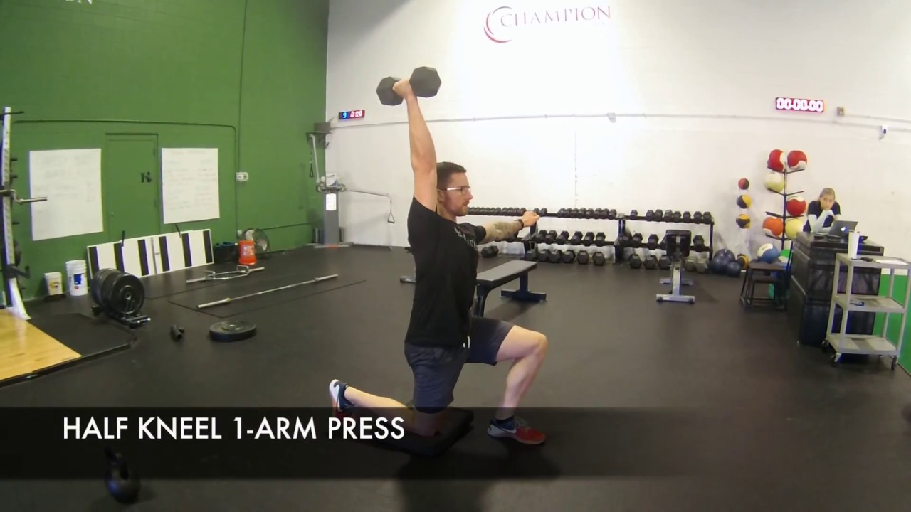 1/2 Kneel 1-Arm Overhead Press - YouTube