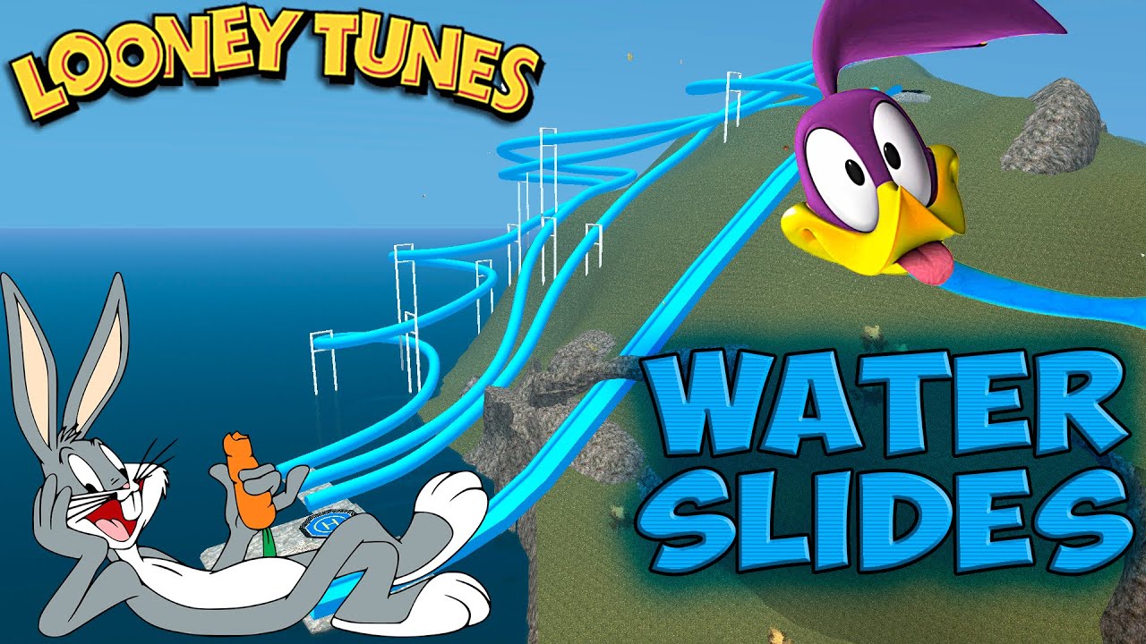 Looney Tunes Characters Water Slides Cartoon Nursery Rhymes - YouTube