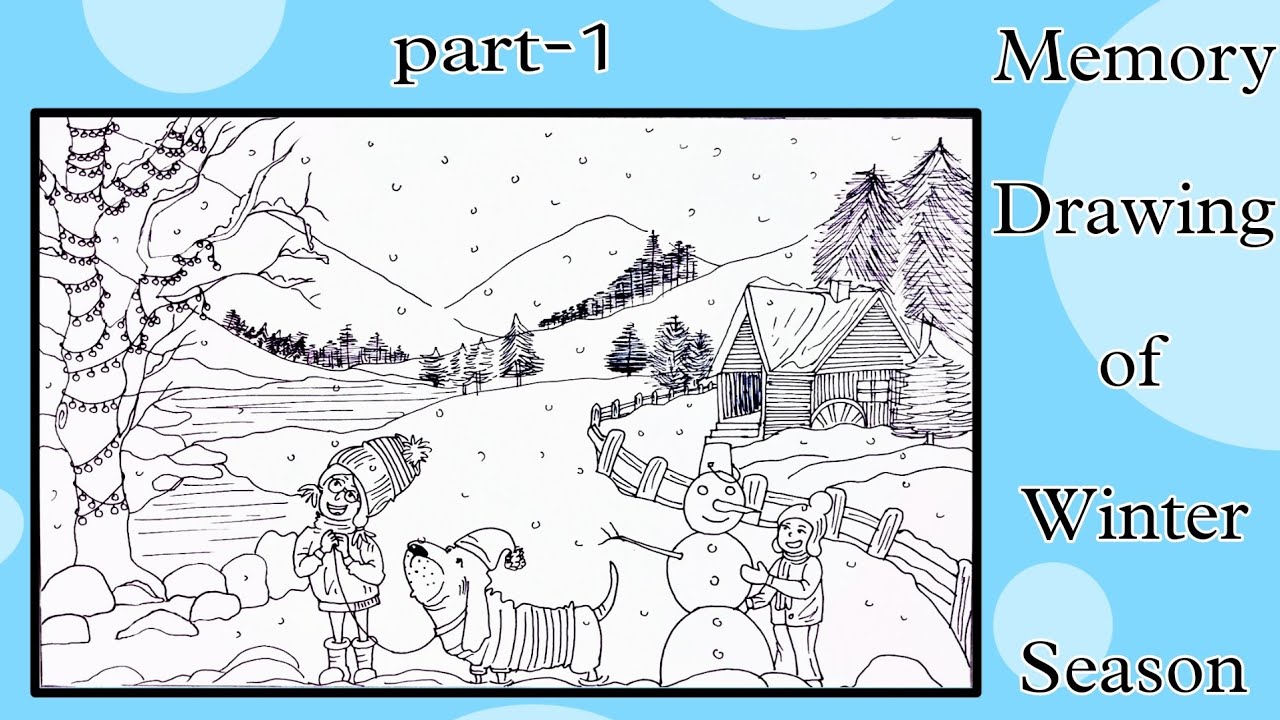 Drawing of winter season/winter vacation drawing/Memory/V art world ...