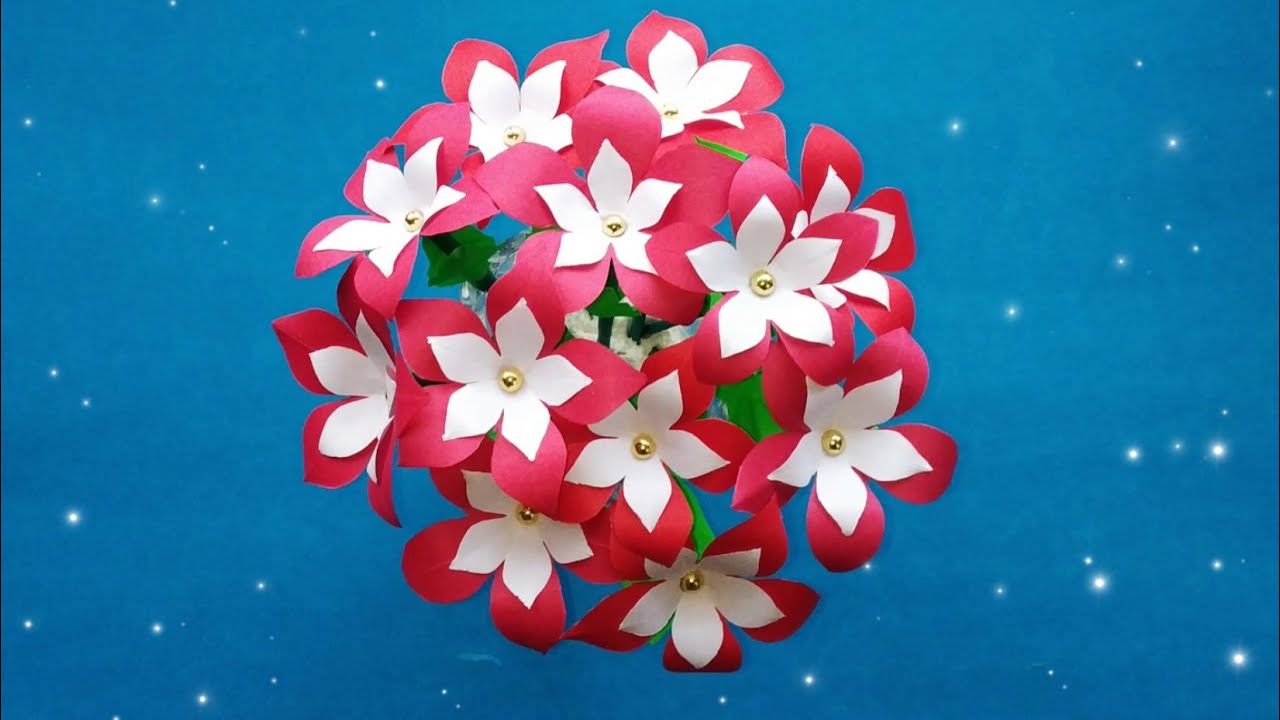 Making Of Red And White Paper Flowers Bouquet /DIY/Paper craft/Paper ...