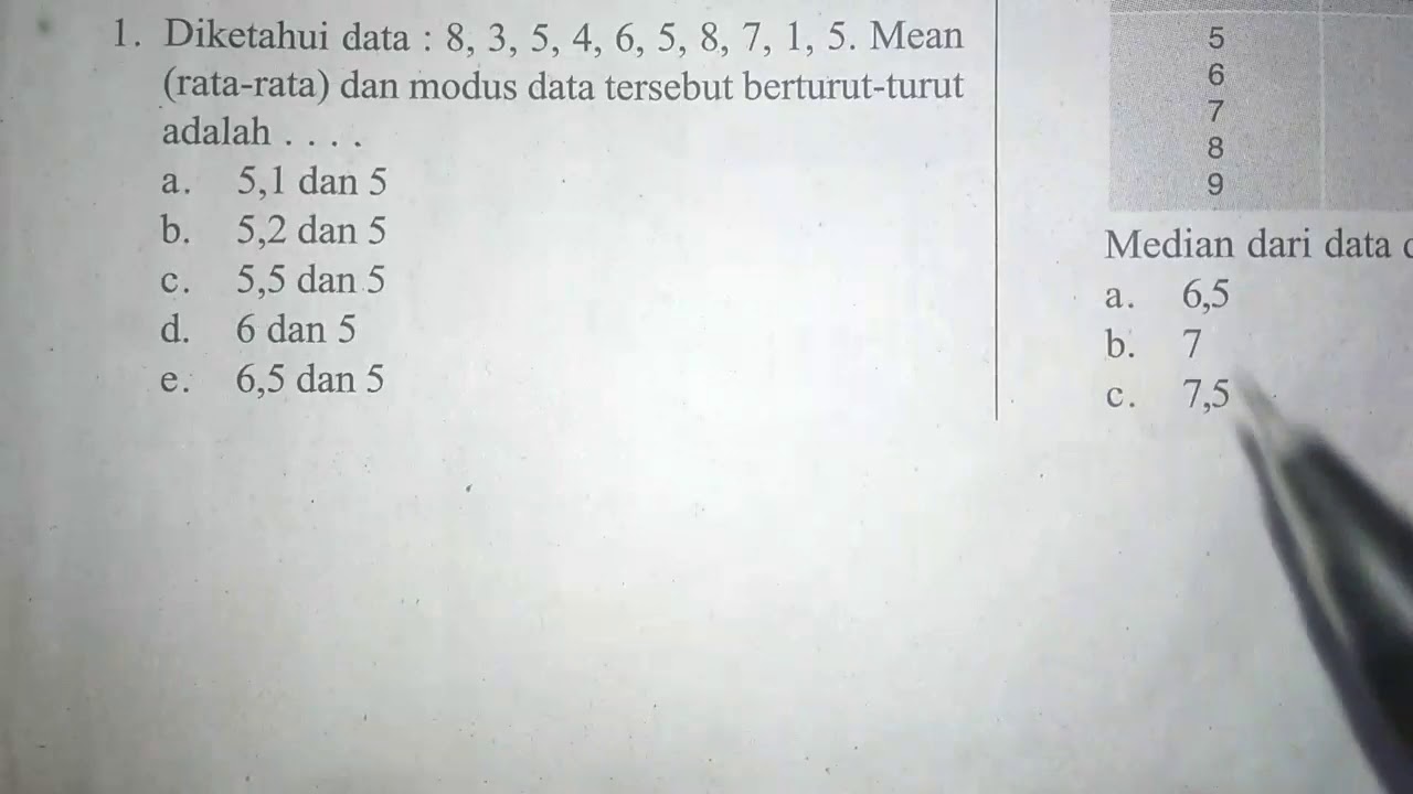 Tutorial mencari median dan modus | Statistika SMA kelas 12, - YouTube