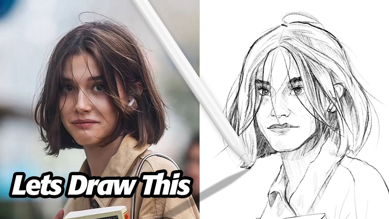 Lets Draw A Girl - Digital Sketch from Start to Finish - YouTube