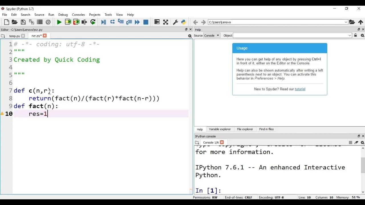 Program to find ncr using Python - YouTube