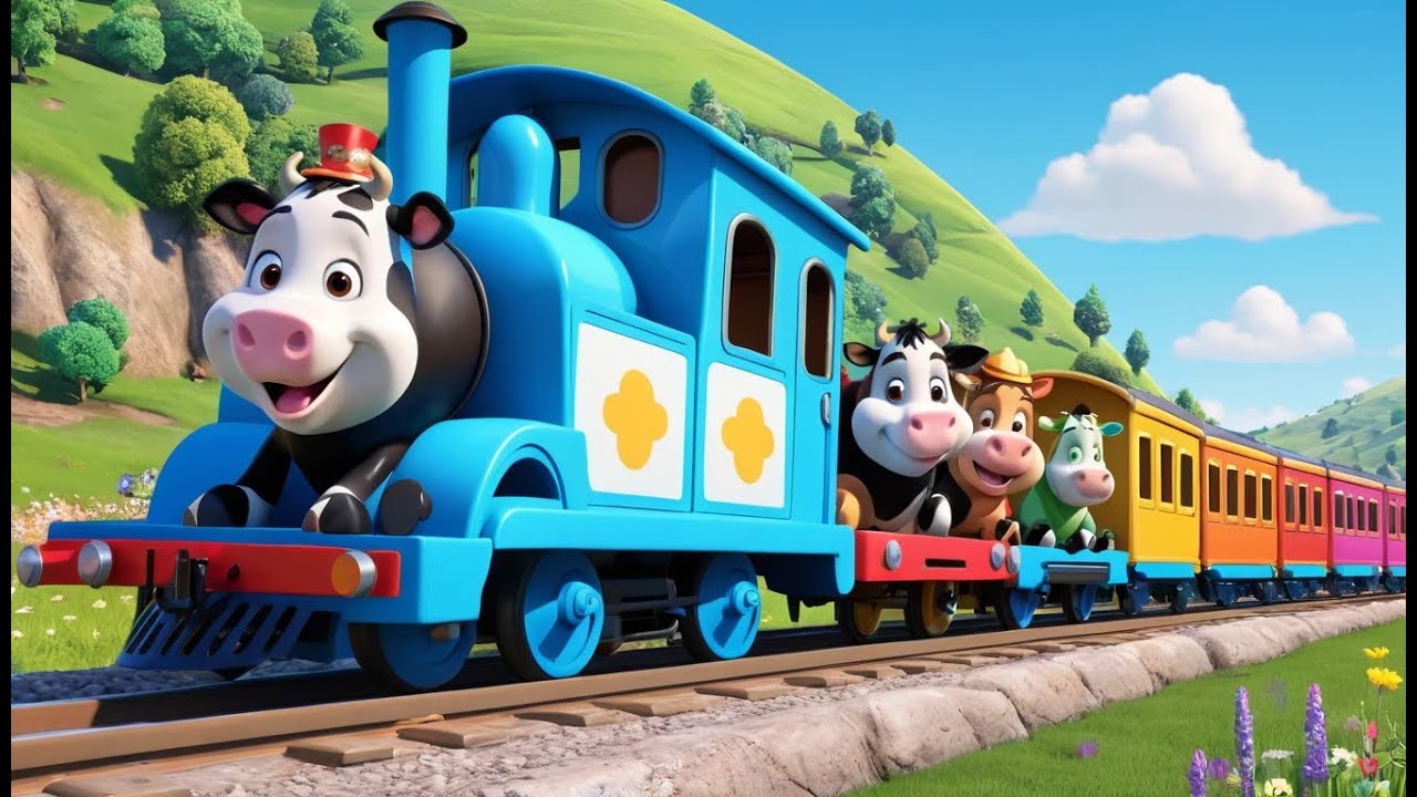 Five Little Cows on the Train Rhyme Song | Popular Nursery Rhyme ...
