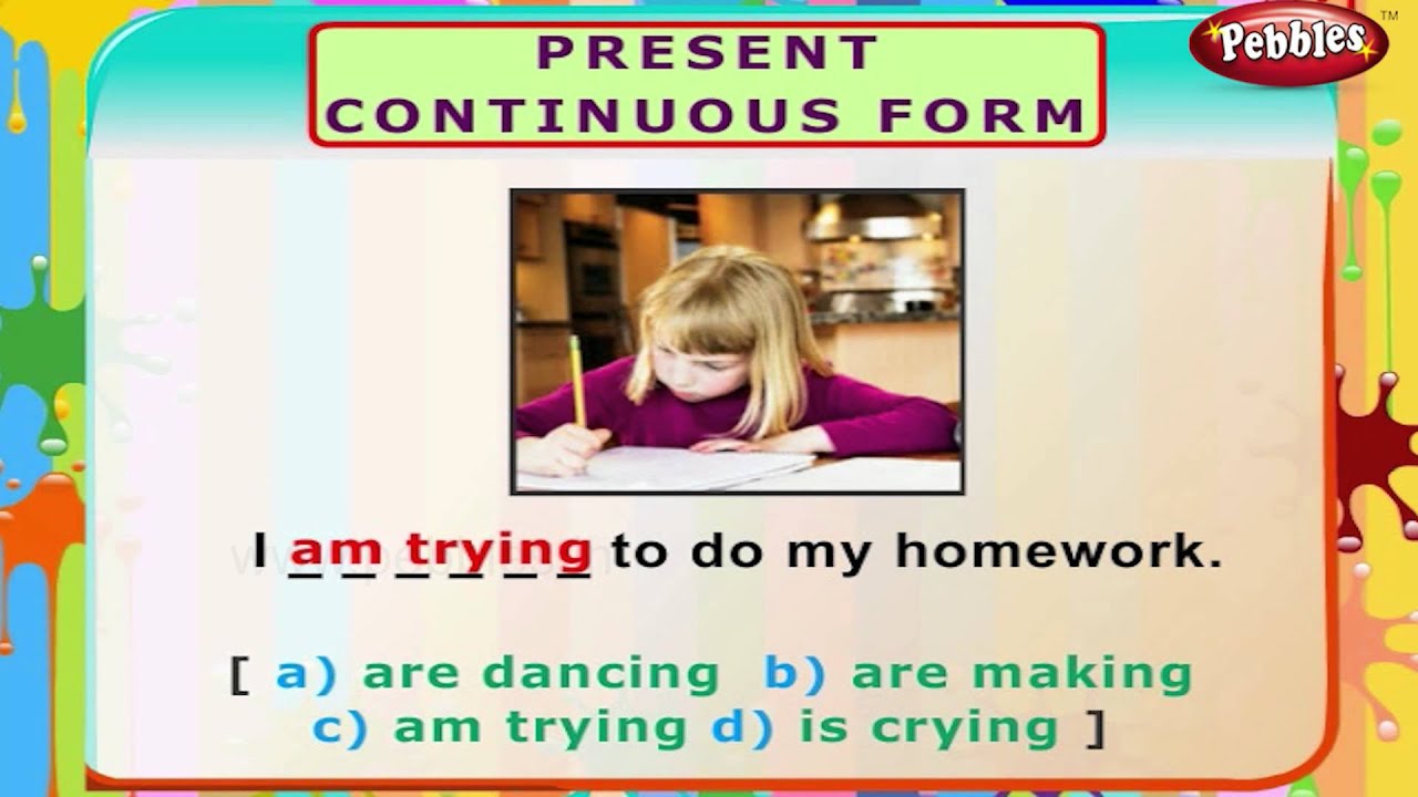 Present Continuous Form | English Grammar Exercises For Kids | English ...