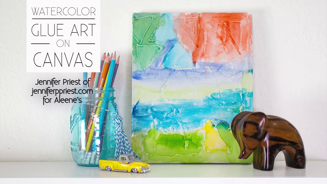 Water Color Glue Art on Canvas - YouTube