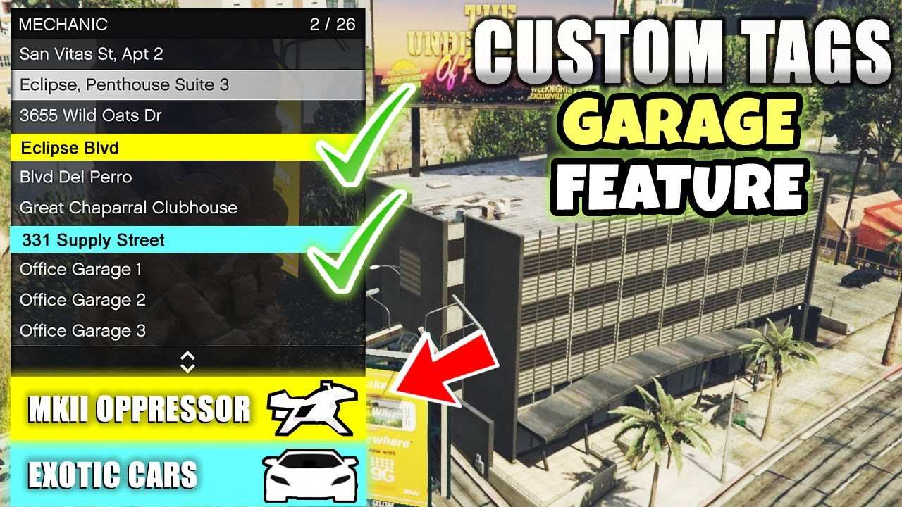 GTA Online How to Set Custom Tags / Names for Your Garage - YouTube