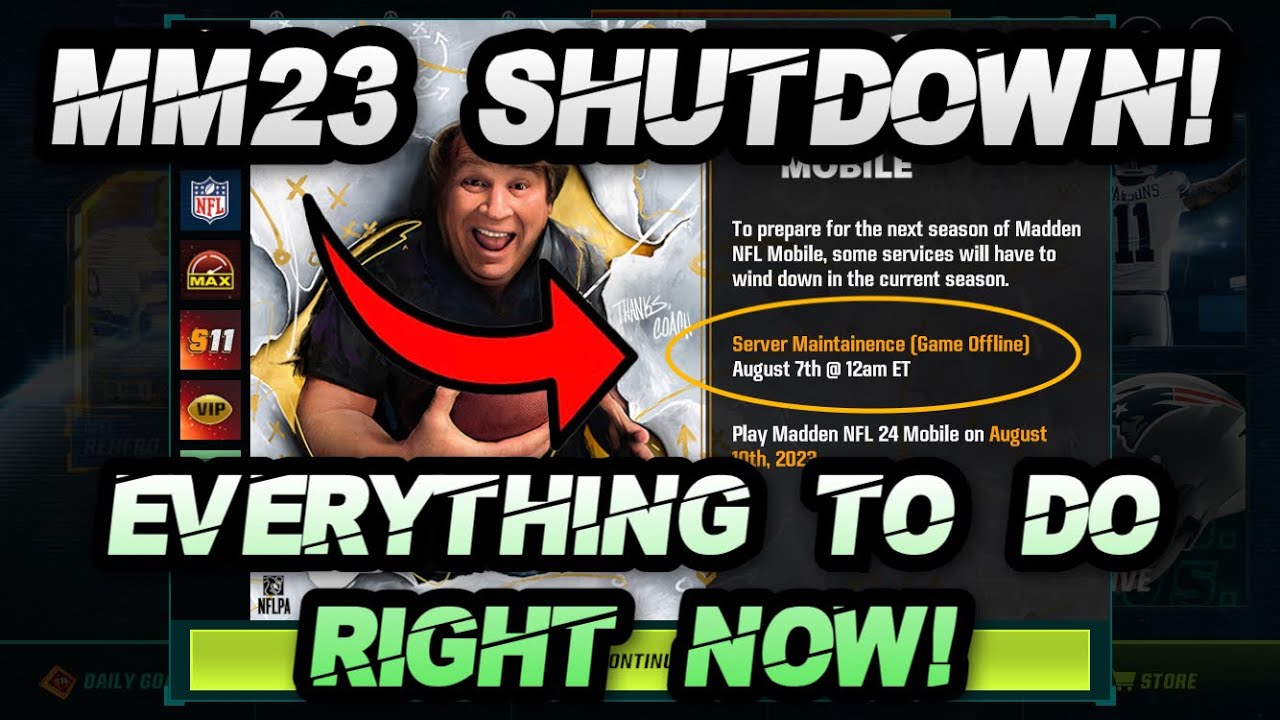 MM23 OFFICIAL SHUTDOWN DATE!!! EVERYTHING TO DO BEFORE MADDEN MOBILE 24 ...