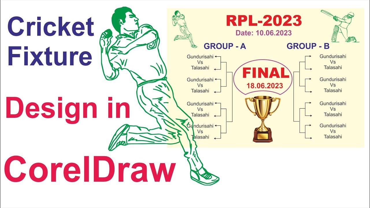 Cricket Fixture Design in Corel Draw - YouTube