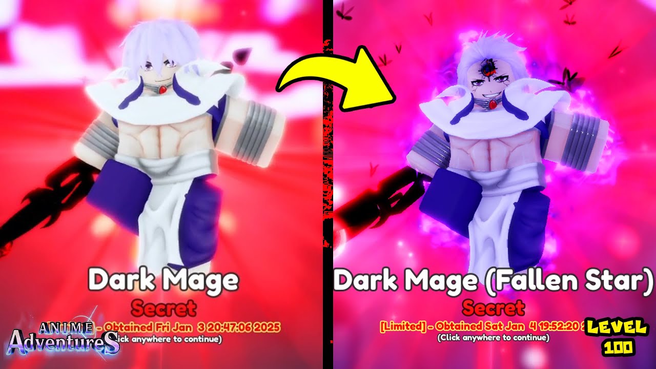 DARK MAGE (FALLEN STAR) LVL 100 SECRET UNIT SHOWCASE - ANIME ADVENTURES ...
