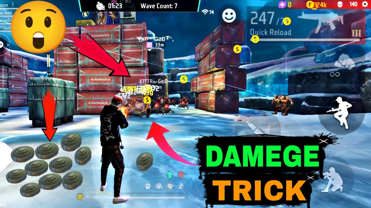 Free Fire Zombie Mode Damage Trick 🔴 Zombie Mode Unlimited Damage Trick ...