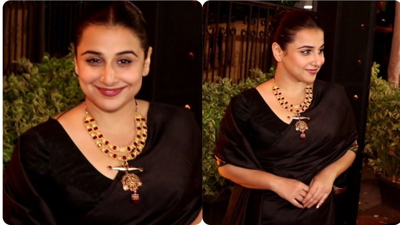 Vidhya balan arrives in black Saree fakta Marathi cine Awards 2022 ...