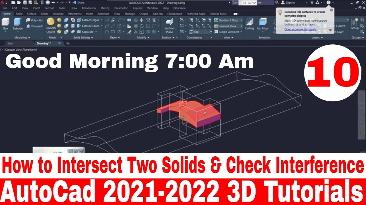AutoCad 2021-2022 3D tutorial | How to intersect and interference in ...