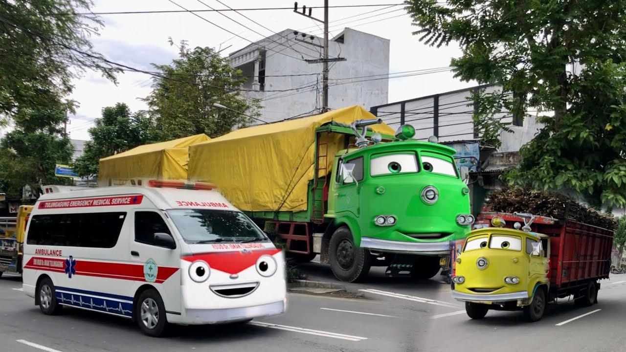 Truk tronton mirip Tayo, Bus besar jadi Gani, Rogi, Lani, Ambulance ...