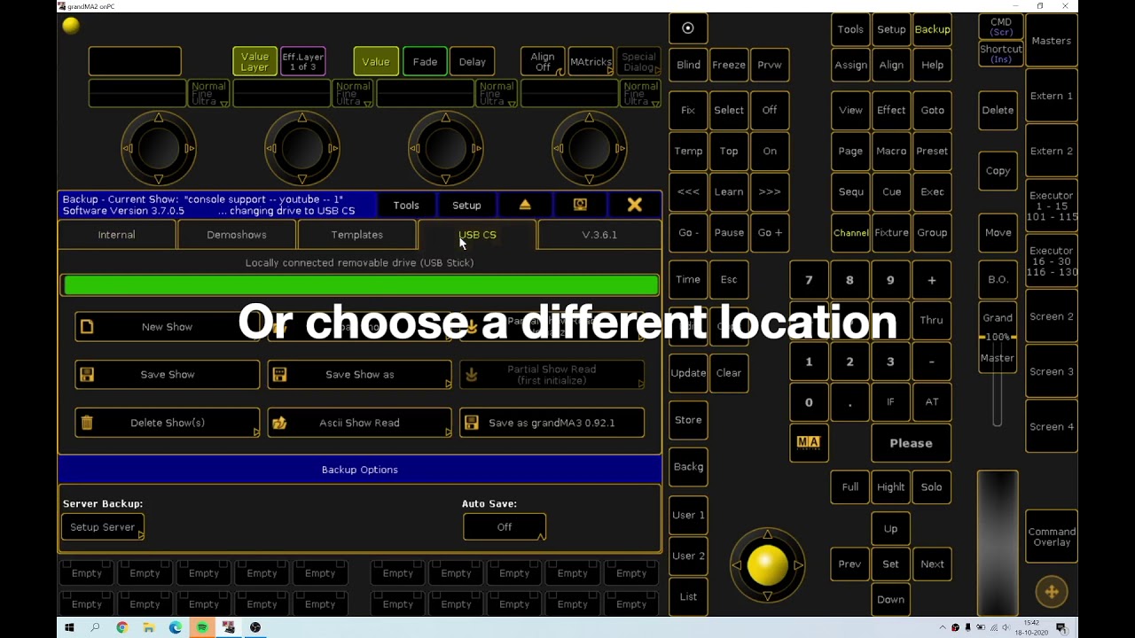 MA lighting tutorials (MA2)- Save show file - #2 - YouTube