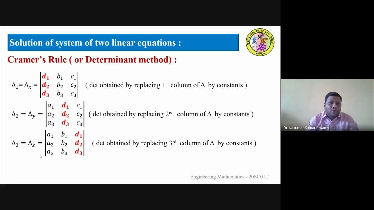 ENGINEERING MATHEMATICS-20SC01T UNIT-1 MATRICES & DETERMINANTS, SESSION-06 - YouTube
