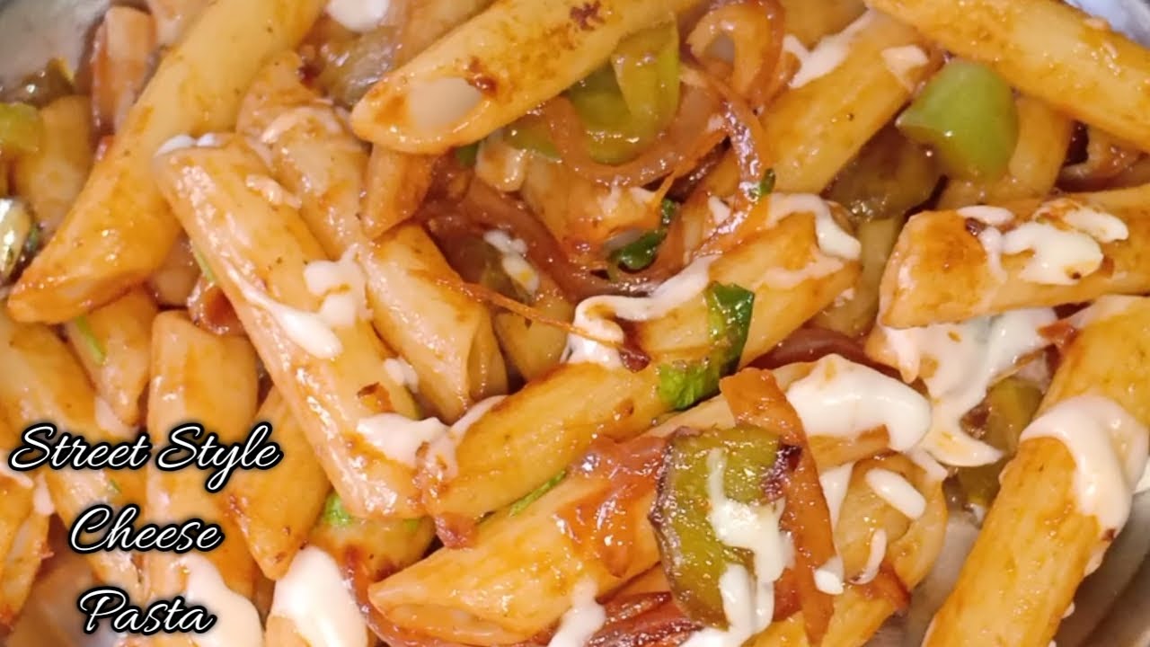 Street Style Cheese Pasta| Street Food | Cheese Mixed Sauce Pasta - YouTube