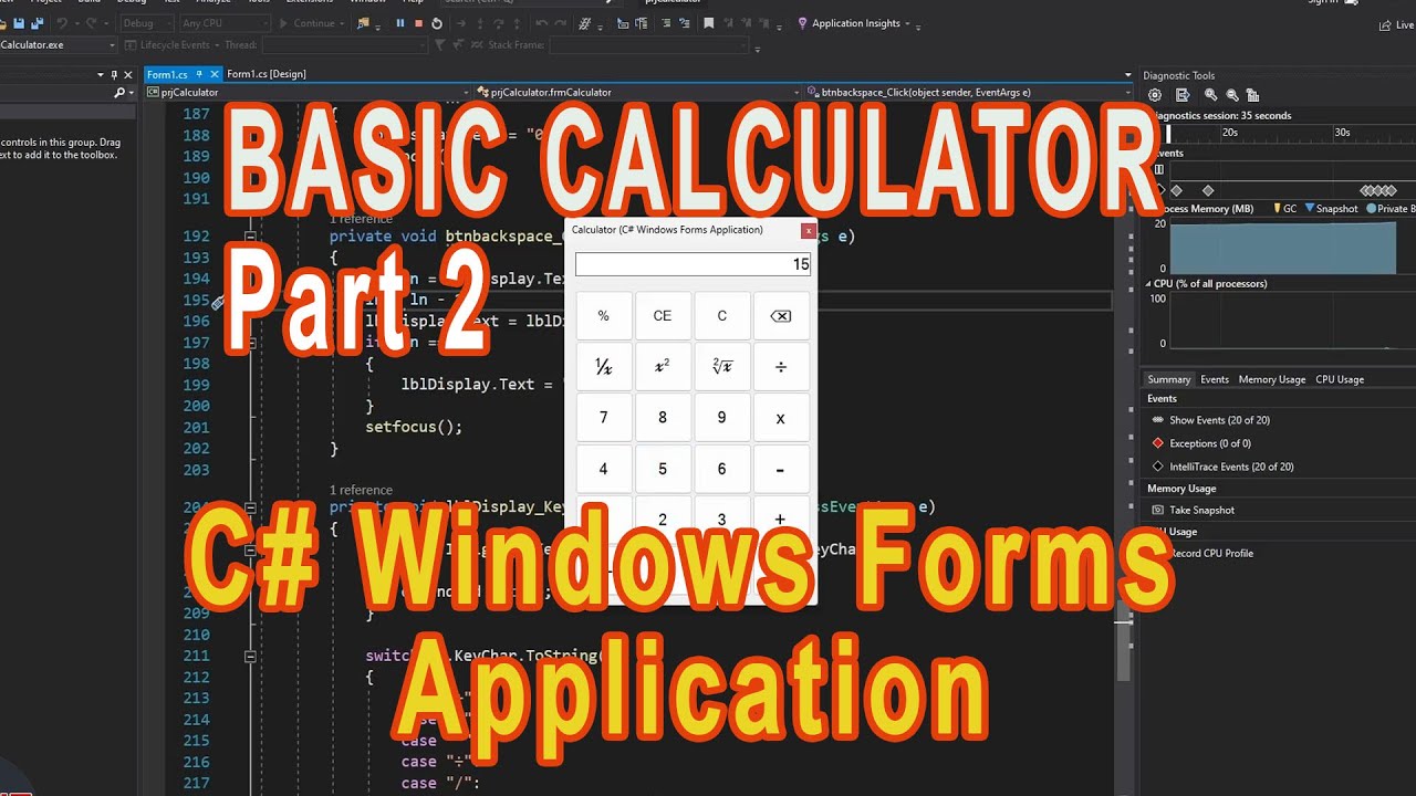 Standard Calculator Part 2 C Windows Forms Application Tutorial Youtube