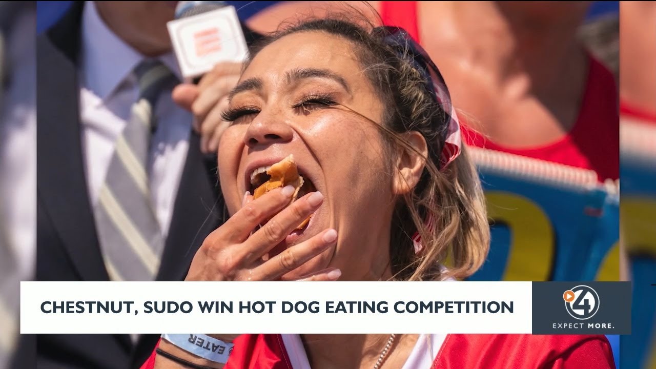 Chestnut, Sudo win hot dog eating competition - YouTube