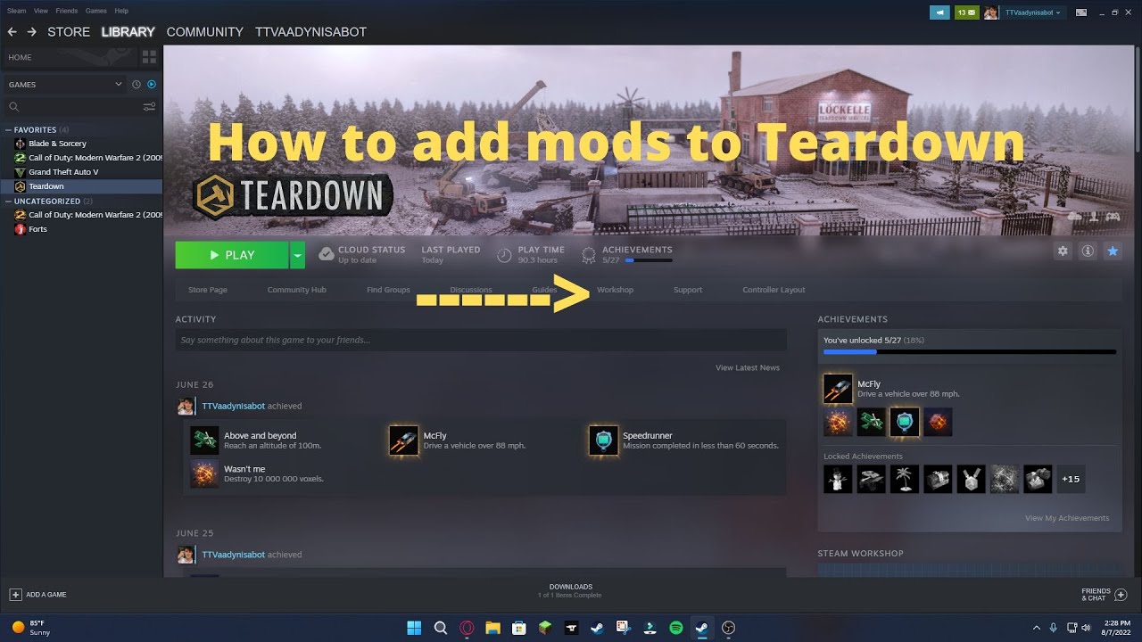How to use the steam workshop on Teardown - YouTube