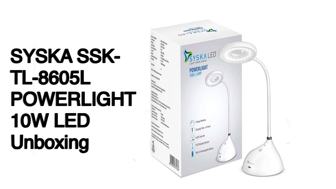 SYSKA SSK-TL-8605L POWERLIGHT 10W LED (unboxing)Table lamp with 3 Stage ...