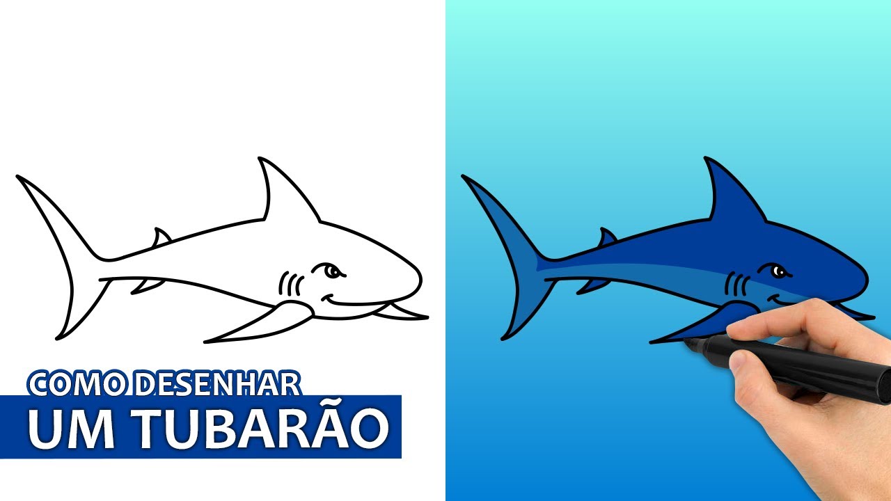 Como Desenhar Um Tubarão | Tutorial De Desenho Fácil Passo A Passo ...