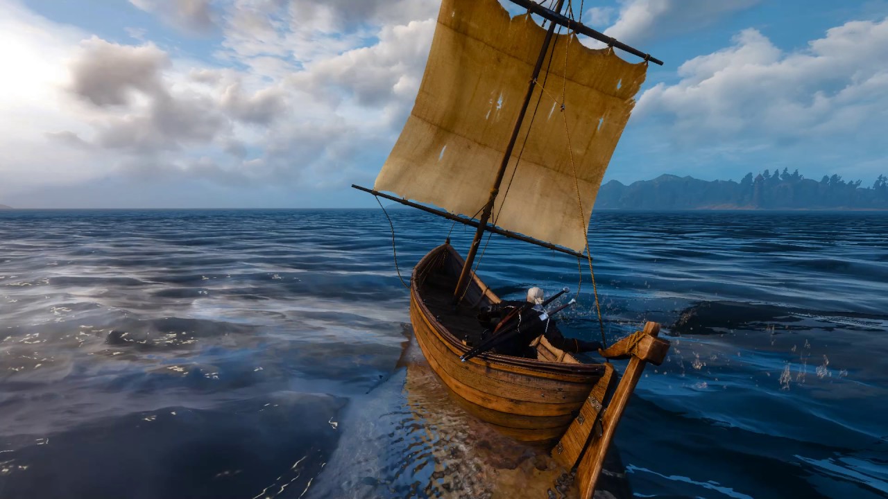The Witcher 3 - Sailing with apparent ghost ship (outside default map ...