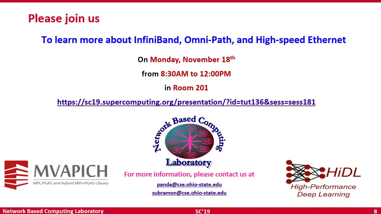 SC'19:Tutorials: InfiniBand, Omni-Path, and High-speed Ethernet for ...