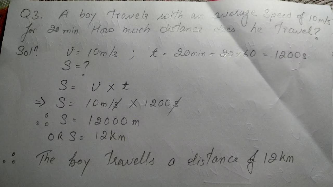 Motion class 7(Numericals) part 1 - YouTube