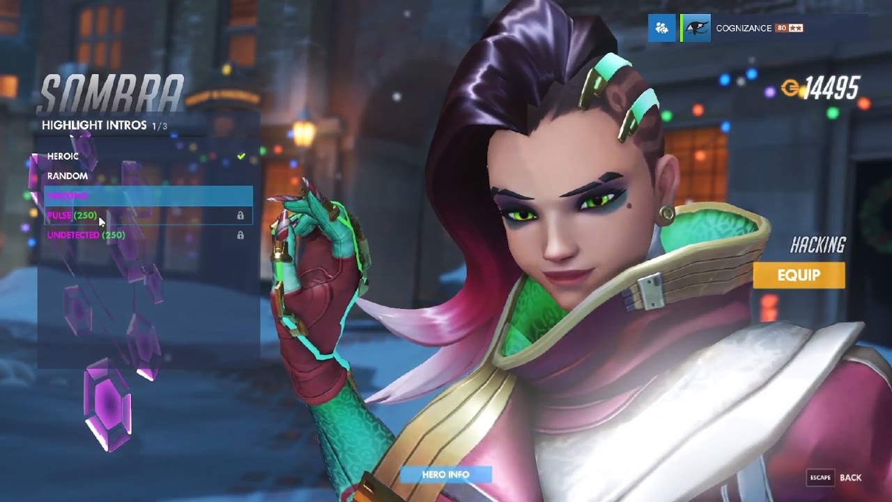 Sombra - Peppermint- Overwatch Epic Winter Skin Spotlight (all intros ...