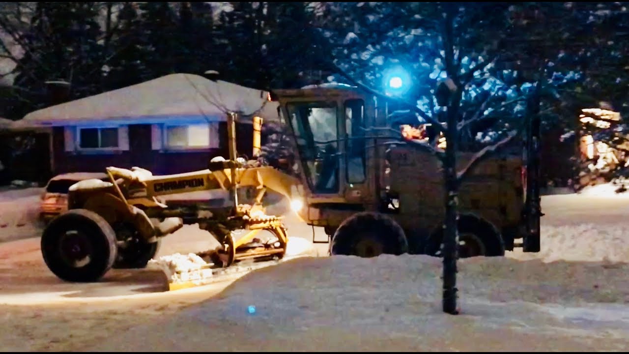Snow Removal Champion Grader on Street - YouTube