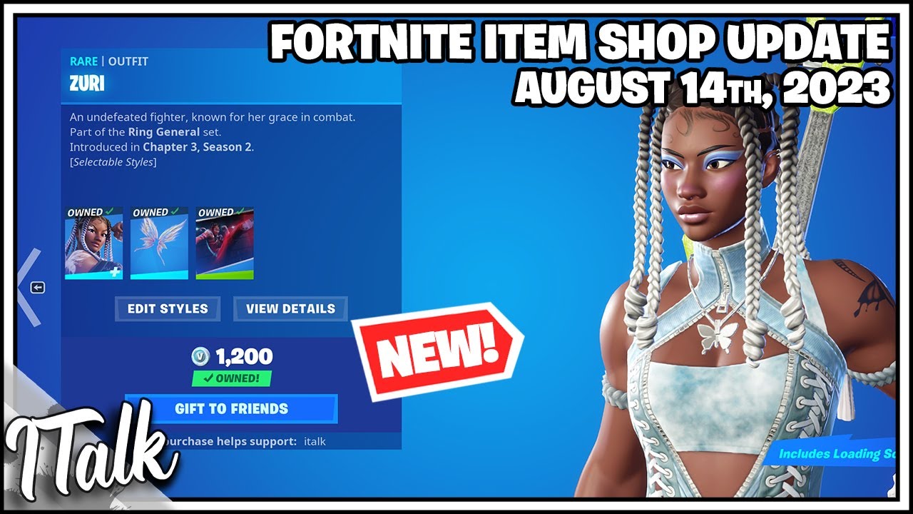 Fortnite Item Shop *NEW* ZURI EDIT STYLE! [August 14th, 2023] (Fortnite ...