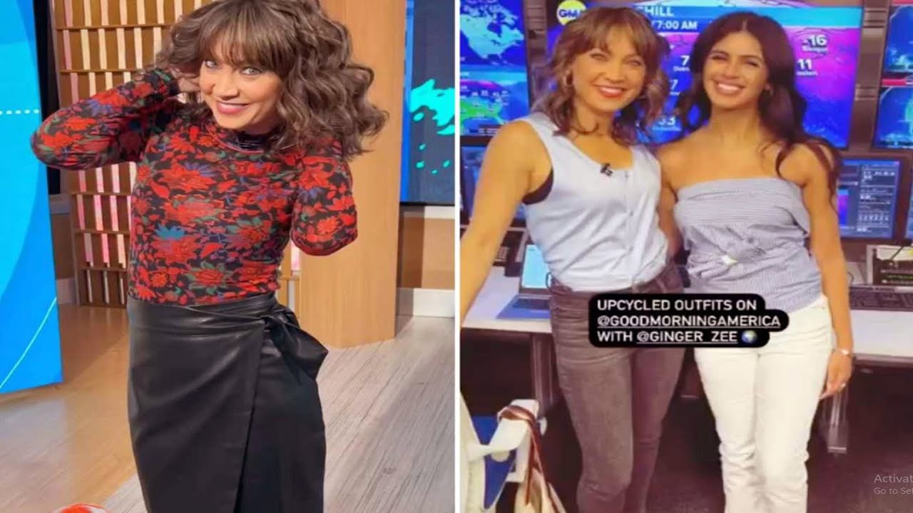 GMA’s Ginger Zee shows off her tiny frame in leather skirt and floral ...