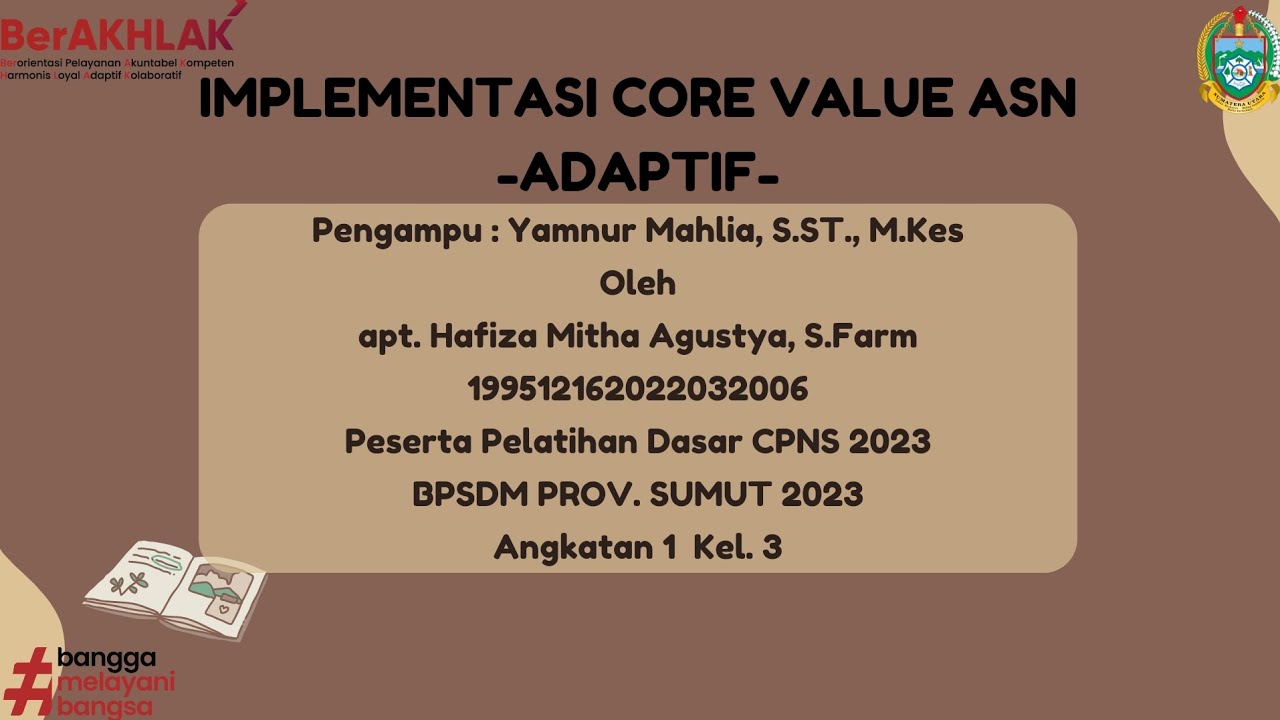 IMPLEMENTASI CORE VALUE ASN BERAKHLAK - ADAPTIF - YouTube