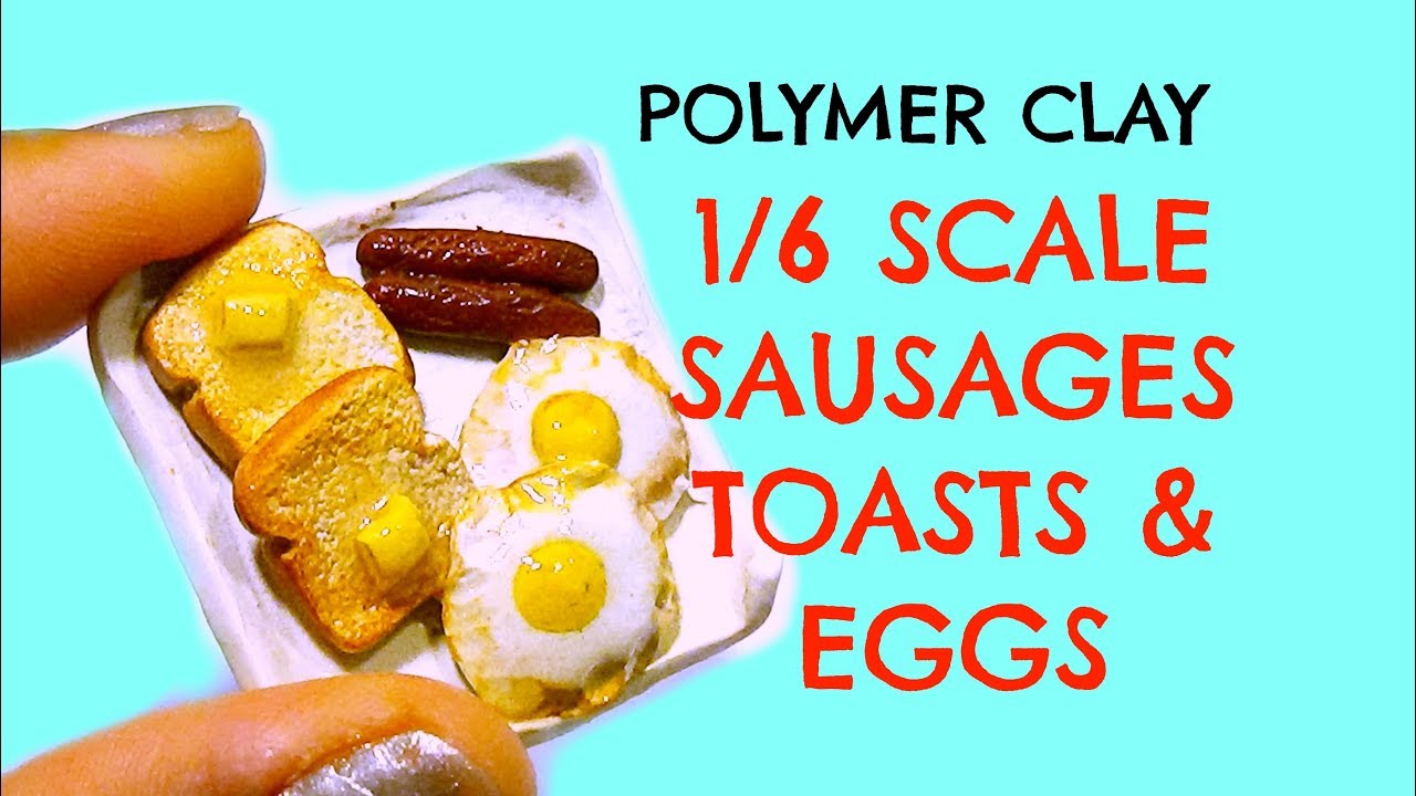 How to Bake Polymer Clay - Sausages, Toast & Eggs, Fake Food Miniature ...
