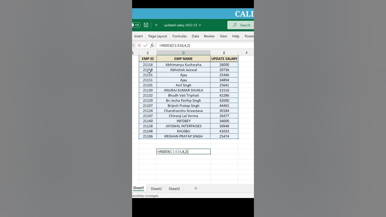 Excel Index Formula | Advance Excel Formulas - YouTube