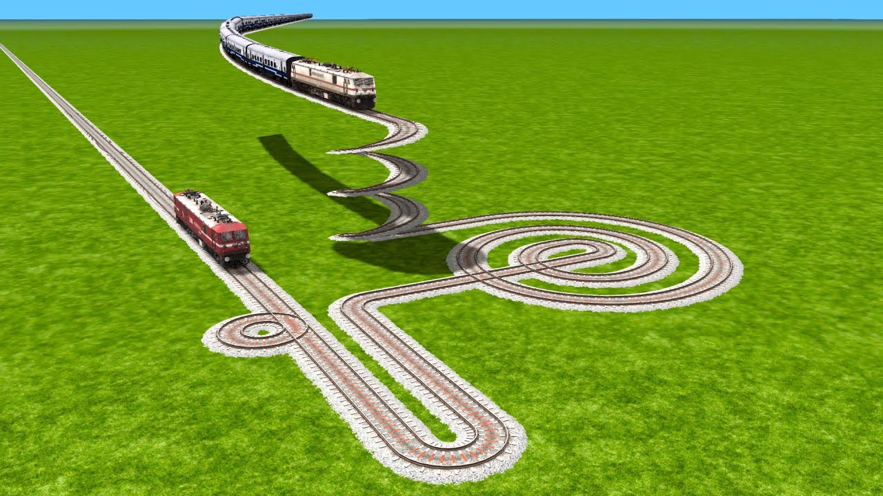 ALL TRAINS RUNNING BY COUPLING ROUND CIRCLE TRACKS RISKY RAILROAD ...
