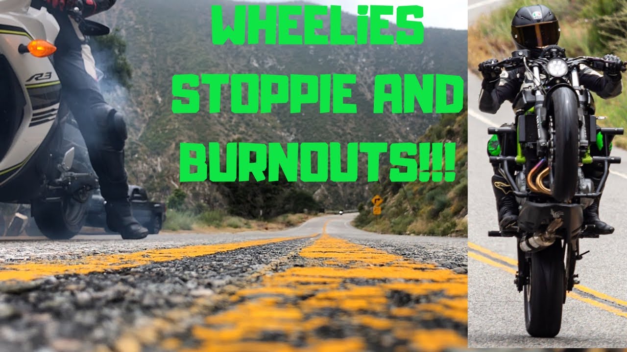 Wheelies Stoppie Burnout!! And more WHEELIES Yamaha R3 R6 FZ09 Kawasaki ...