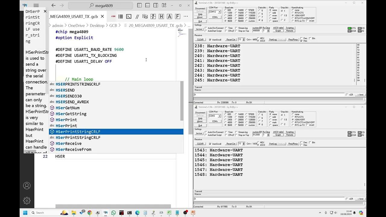 GCBASIC: Microchip AVRDx Series. Using USART/Serial operations - YouTube
