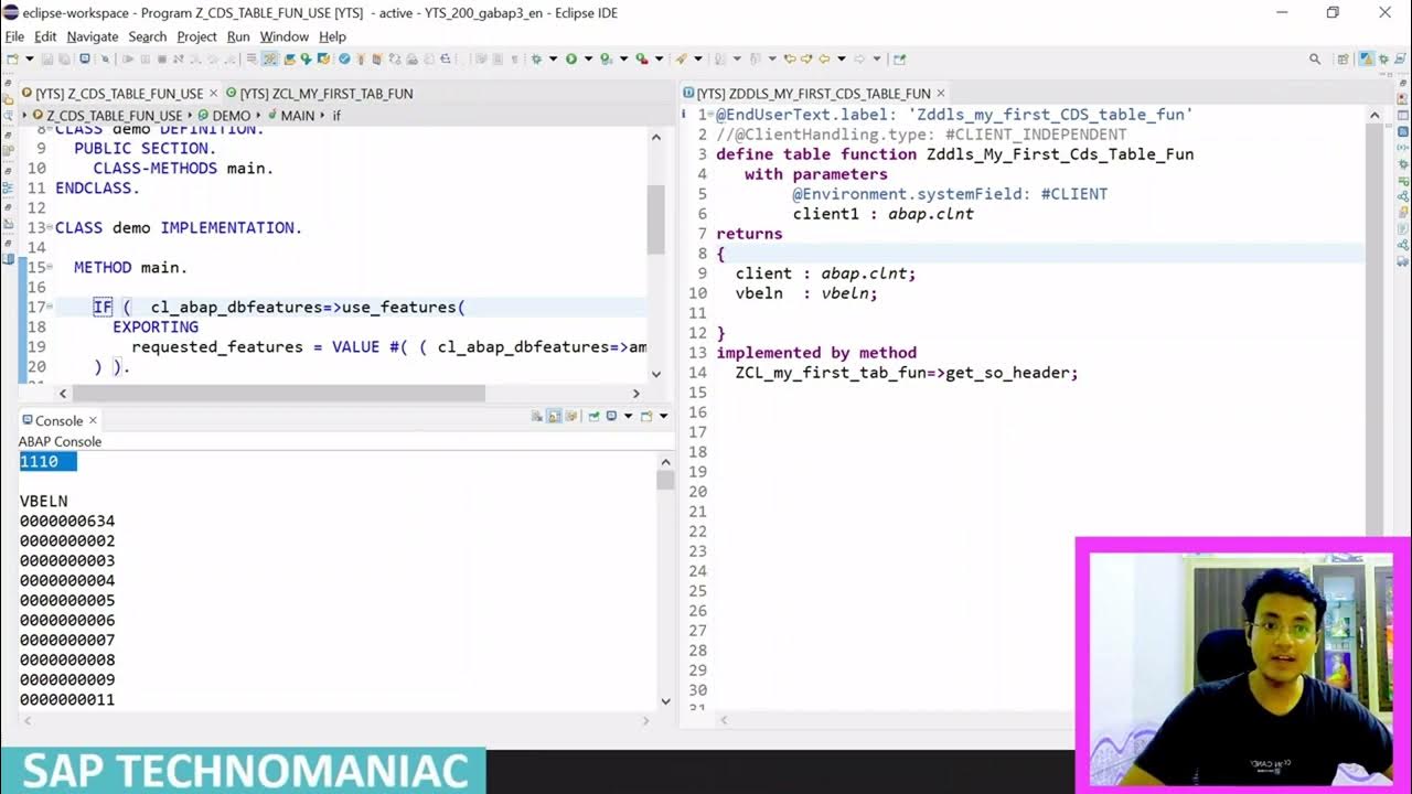 CDS Table Function in ABAP program Part 18 ABAP on HANA Course - YouTube